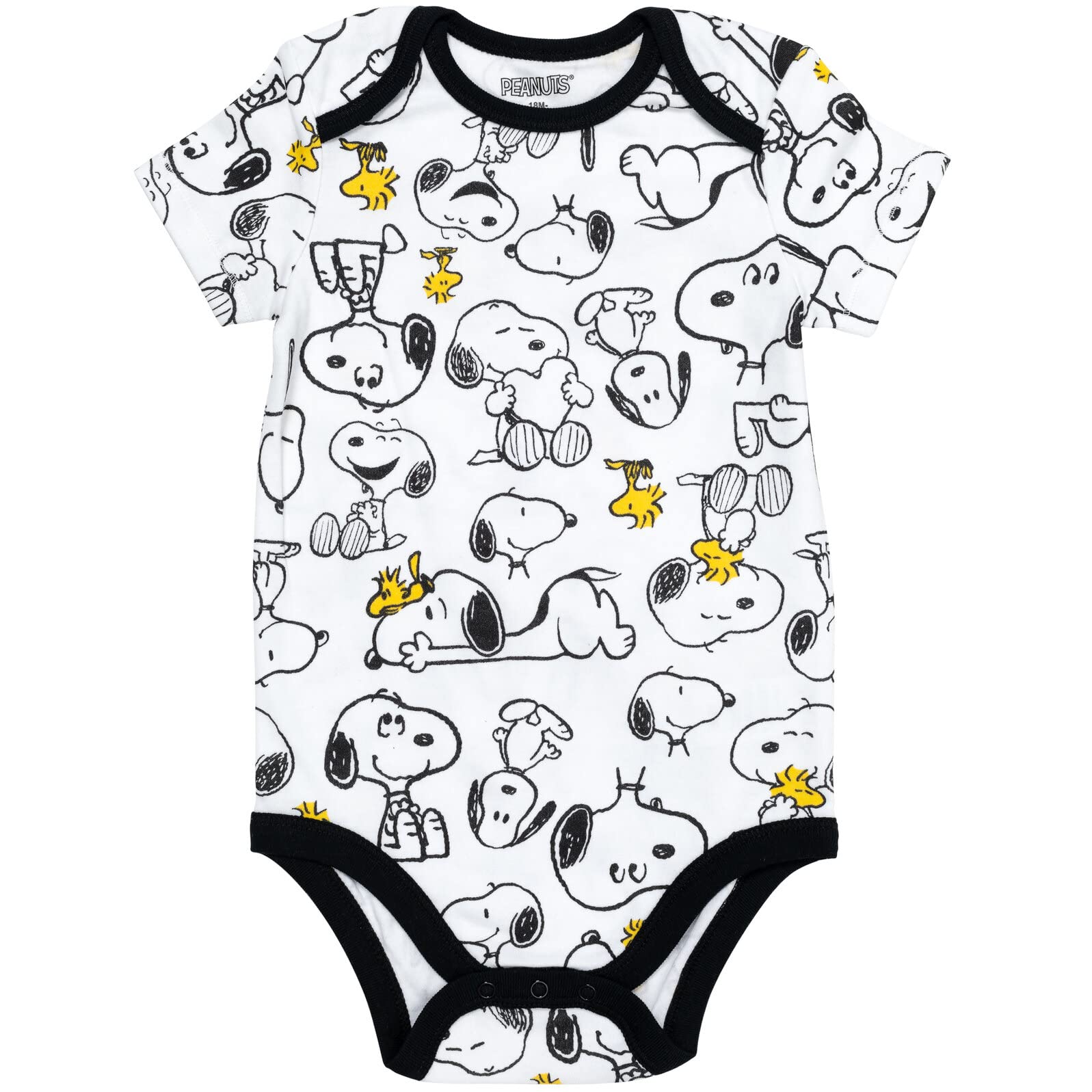 Peanuts Snoopy Charlie Brown Baby Boys 5 Pack Short Sleeve Bodysuit Multi 3-6 Months