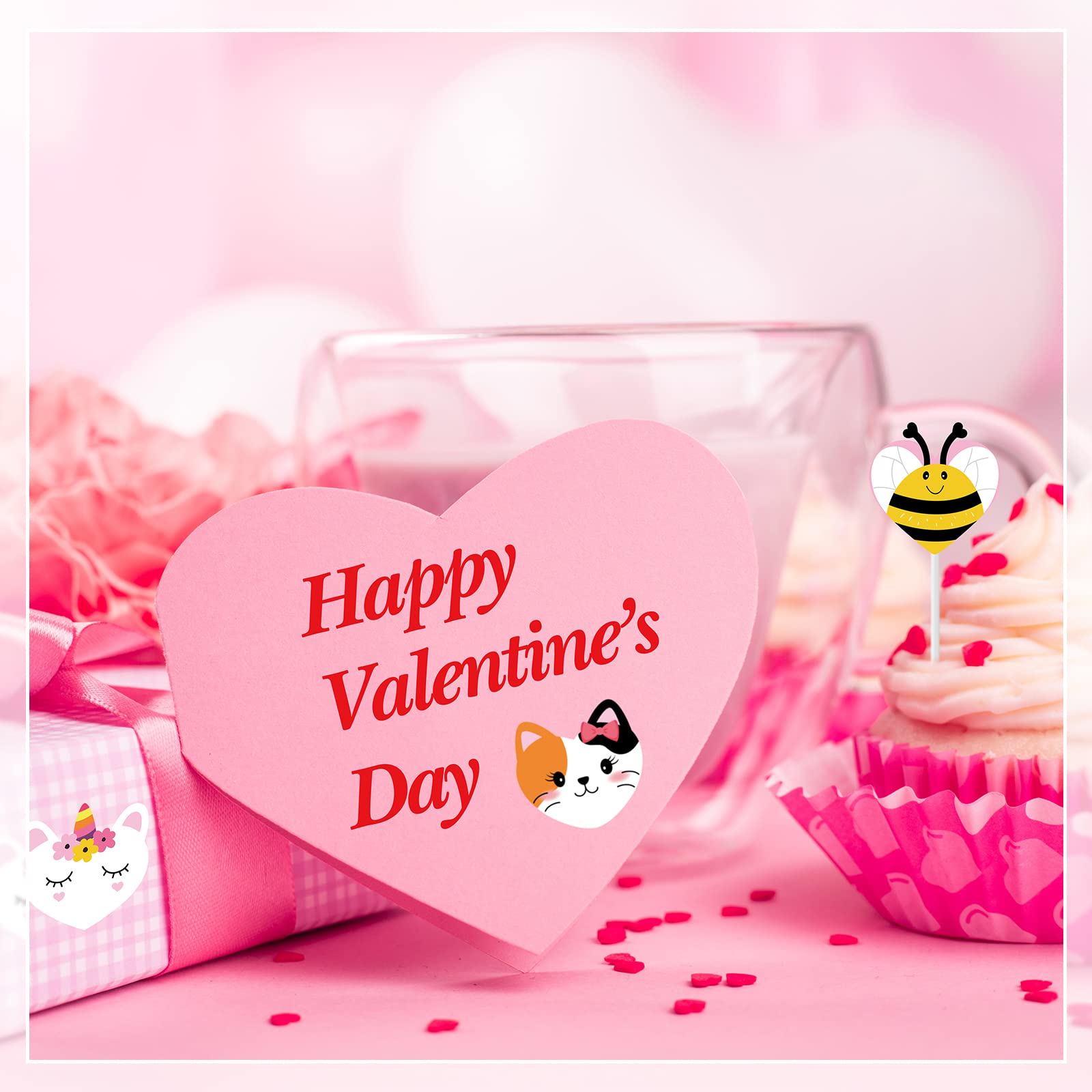 600 Pieces Valentine Roll Stickers for Kids Valentine's Day Heart Shaped Animal Sticker Heart Labels Greeting Cards Envelope Sealing for Valentines Day Classroom School Decoration Accessories