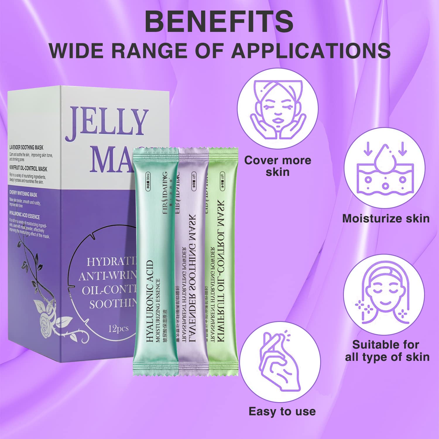 ATIDIE jelly Mask for Skin Care, Lavender Gel Face Mask for whitening, Jelly Face Mask Peel Off,Hyaluronic Acid Rubber Mask Moisturizing Skin Care DIY Spa Set