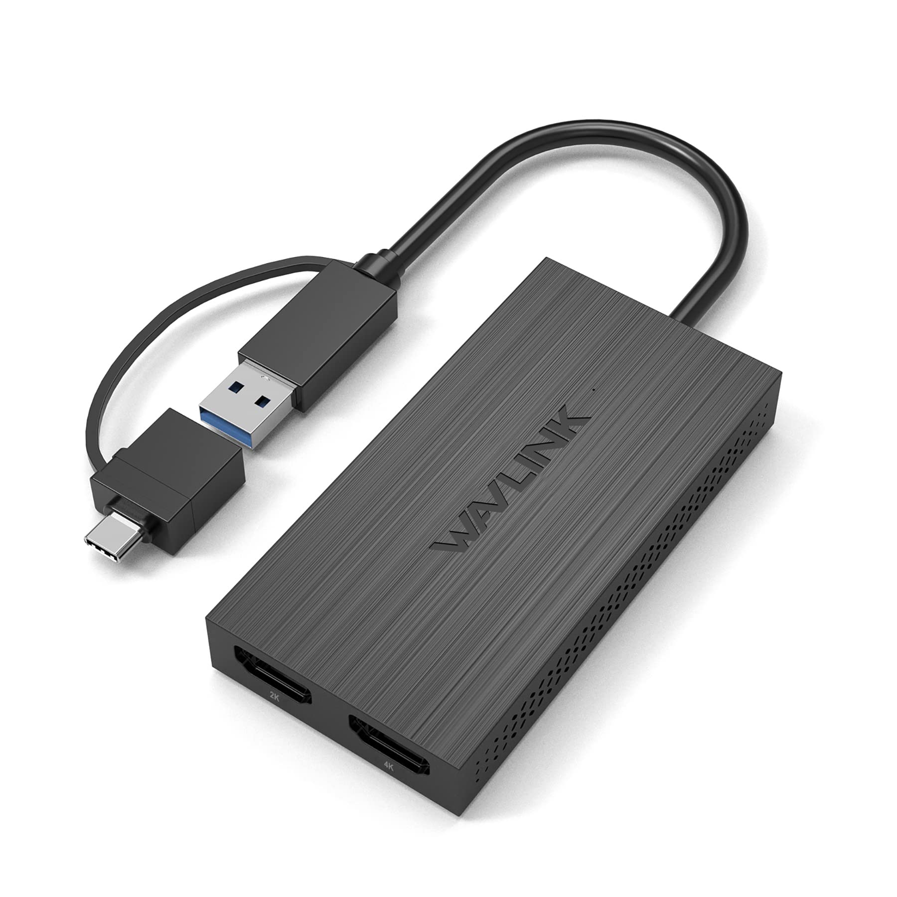 WAVLINK USB C or USB 3.0 to Dual HDMI Adapter, 1080P@60Hz Dual Monitors for Windows 7/8/8.1/10/11, Mac OS 10.10+, ChromeOS, Android,Thunderbolt 3/4, Not Compatible with Linux, iPad OS