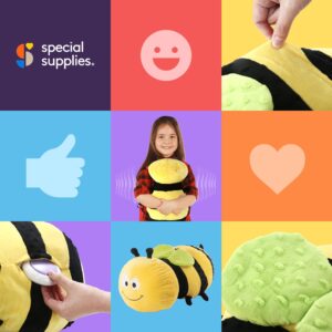 Special Supplies Bumble Bee Sensory Vibrating Pillow, Pressure Activated for Kids and Adults, Plush Minky Soft with Textured Therapy Stimulation Bumps. Size: 11 by 20 inches