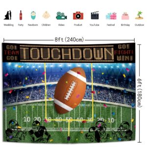 BINQOO 8x6ft Football Backdrop Photography Rugby Sports Party Background American Football Field Photo Booth Banner Boy Kids Party Decoration Supplies