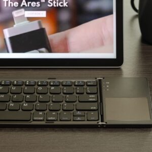 Ares Ultra Slim Pocket Foldable Bluetooth Wireless Keyboard with Touchpad (Black)