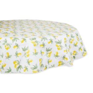 dii summer lemon vinyl tabletop collection flannel backed tablecloth, indoor/outdoor, 70" round