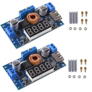 aobao 2pcs xl4015e 5a dc-dc step down power module adjustable dc-dc buck converter high power 5-36v to 1.25-36v reduced voltage regulator module with led display and usb output