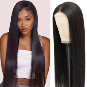 sislovv glueless hd lace front wigs human hair pre plucked with baby hair 180 density 4x4 straight lace closure human hair wigs for black women natural black color (22inch)