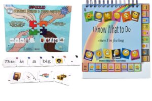 thought-spot sentence builder and story builder (2 games in 1) & i know what to do feeling/moods book & poster; different moods/emotions; autism; adhd