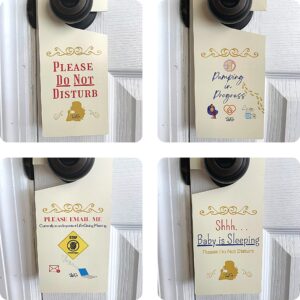 Do Not Disturb Sign | Baby Sleeping Sign For Front Door Pumping In Progress Sign Do Not Enter Do Not Knock Sign Door Sign For Bedroom Breastfeeding Sign | 2-Pack 4 Door Hanger Sign Privacy Please Sign