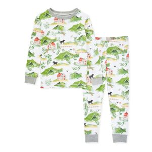 burt's bees baby baby boys' pajamas, tee and pant 2-piece pj set, 100% organic cotton, friendly farmhouse, 12 months