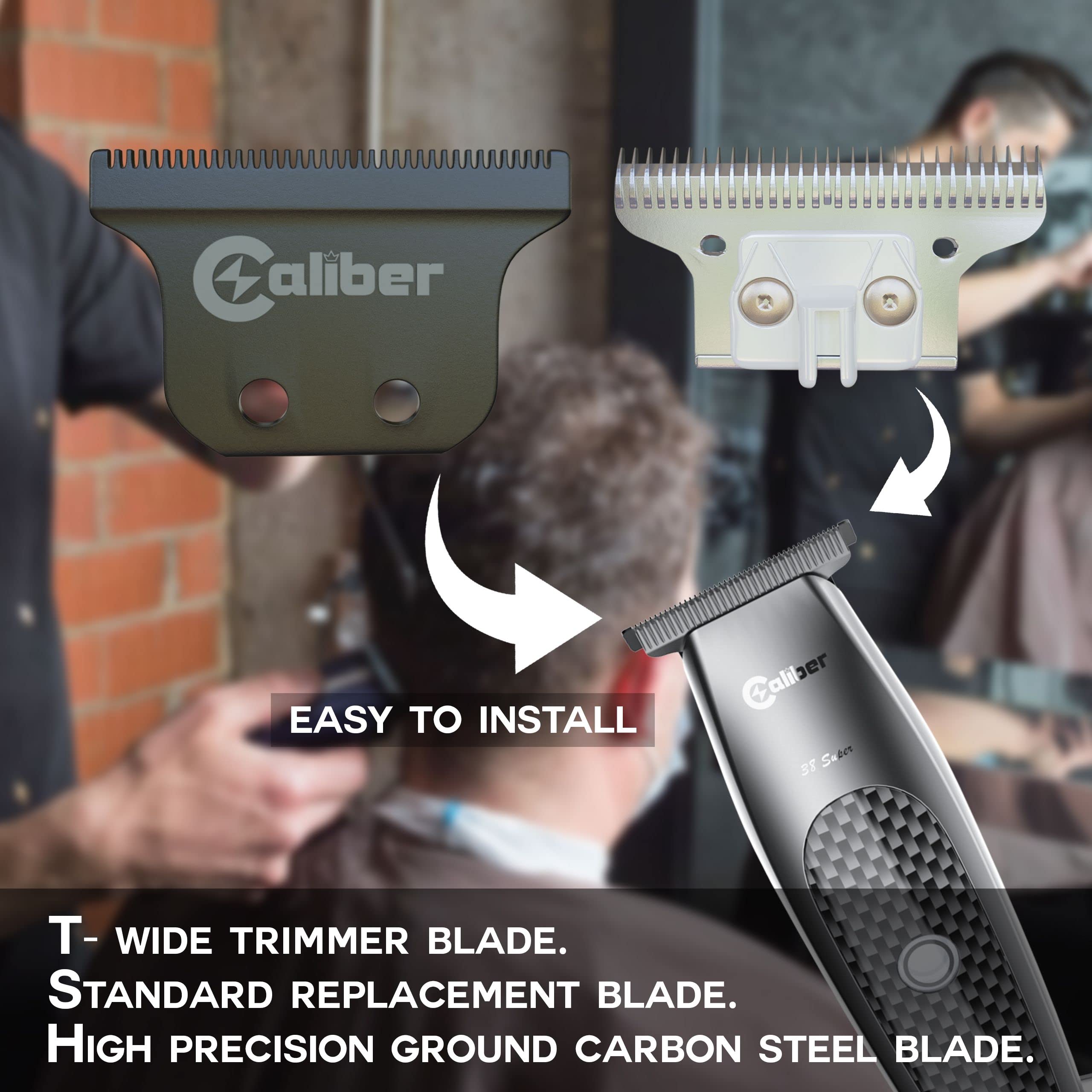 Caliber Pro Replacement Blade for .38 Trimmer - Cordless Trimmer Spare Japanese Steel Carbon Coating Blade - Smooth and Sharp Blades for Men's Electric Beard & Hair Trimmers (Special Premier Blades)