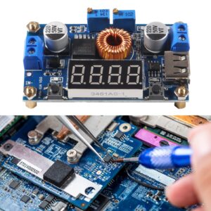 Aobao 2pcs XL4015E 5A DC-DC Step Down Power Module Adjustable DC-DC Buck Converter High Power 5-36V to 1.25-36V Reduced Voltage Regulator Module with LED Display and USB Output