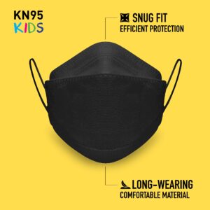 Good Mask Co. Good Comfort Disposable KN95 Kids' Face Masks, Comfortable Folding Face Masks, Bulk Face Masks, Pack of 25, Black