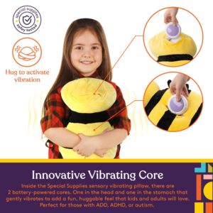 Special Supplies Bumble Bee Sensory Vibrating Pillow, Pressure Activated for Kids and Adults, Plush Minky Soft with Textured Therapy Stimulation Bumps. Size: 11 by 20 inches