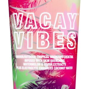 Devoted Creations Vacay Vibes Tanning Lotion – Indoor/Outdoor Tropical Bronzing Cocktail Infused with Skin Quenching Watermelon and Guava Extracts, plus Electrolyte Enhanced Coconut Water – 8.5 oz.