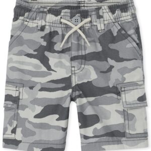 The Children's Place Baby and Toddler Boys Camo Pull On Cargo Shorts, FIN Gray, 18-24 Months