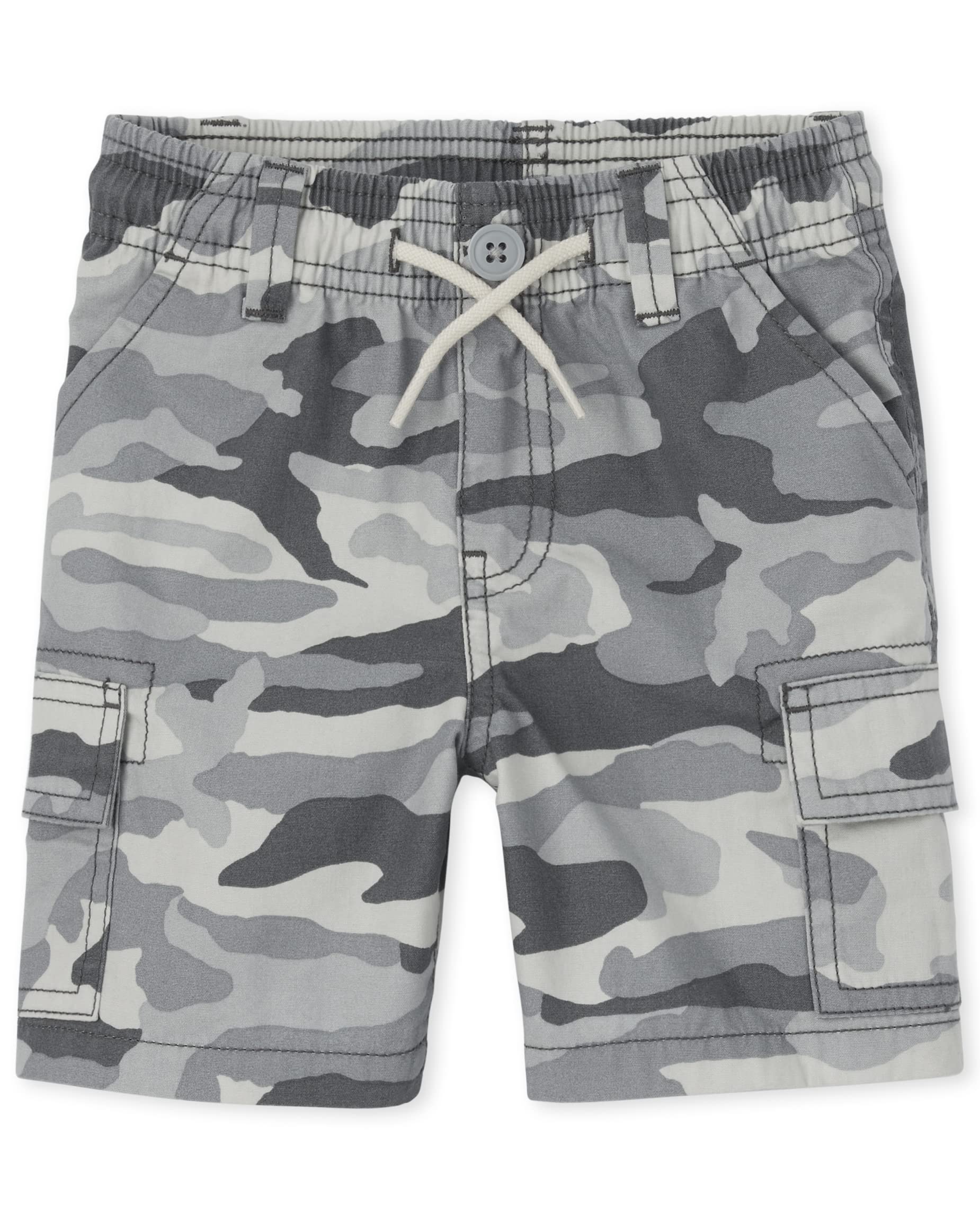 The Children's Place Baby and Toddler Boys Camo Pull On Cargo Shorts, FIN Gray, 18-24 Months