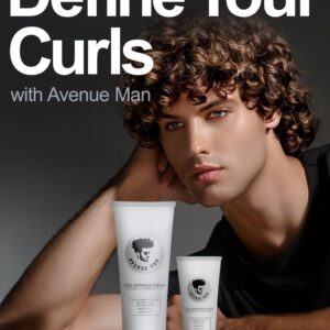 Avenue Man Curl Defining Cream - improved Formula- Natural & Flexible Hold with Herbal Extracts for All Hair Types - Paraben Free & Sulfate Free