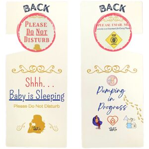 do not disturb sign | baby sleeping sign for front door pumping in progress sign do not enter do not knock sign door sign for bedroom breastfeeding sign | 2-pack 4 door hanger sign privacy please sign