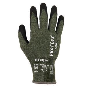 Ergodyne ProFlex 7042 Cut Resistant Work Gloves, ANSI A4, Contact Heat Resistant, Sandy Nitrile Coated Palms, 18g Aramid, Green, Large US