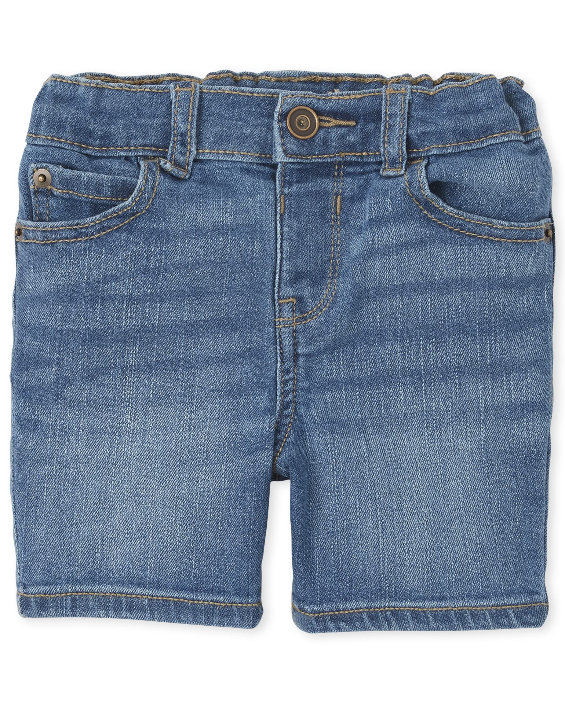 The Children's Place Baby and Toddler Boys Stretch Denim Shorts, Blue, 4T