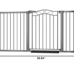 Extra Wide Baby Gate with Door-Walk Through Baby Gates for Stairs Pressure Mounted no Drill-Indoor Tension Metal Child Pet Dog Safety Gate 59.84"-62.60" inches Wide