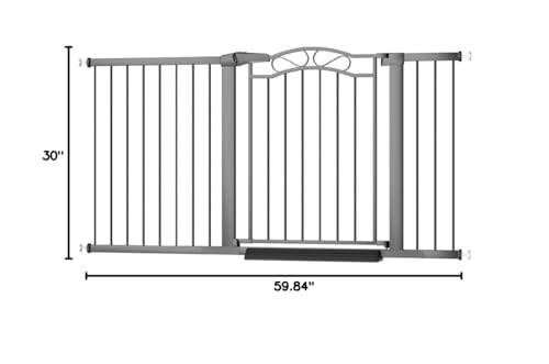 Extra Wide Baby Gate with Door-Walk Through Baby Gates for Stairs Pressure Mounted no Drill-Indoor Tension Metal Child Pet Dog Safety Gate 59.84"-62.60" inches Wide