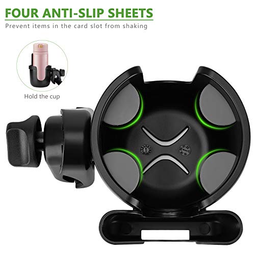 Suranew 2 Pack Wheelchair Cup Holders with Phone Holder/Organizer, Universal Bike Cup Holder, 2-in-1 Cup Holder for Walker, Bike, Stroller, Walker