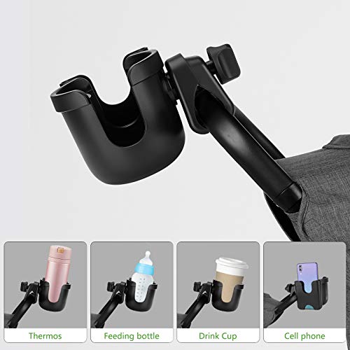 Suranew 2 Pack Wheelchair Cup Holders with Phone Holder/Organizer, Universal Bike Cup Holder, 2-in-1 Cup Holder for Walker, Bike, Stroller, Walker