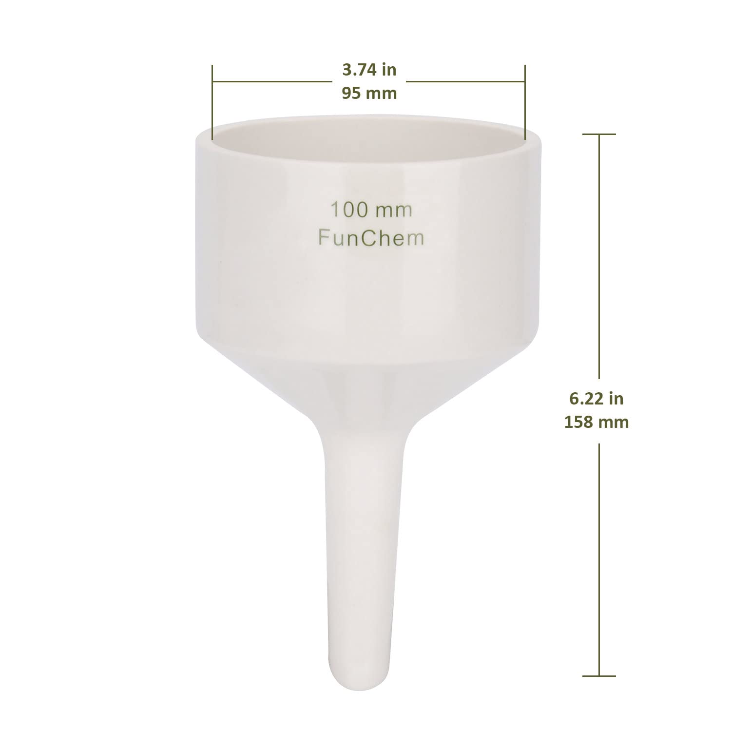 FunChem Porcelain Buchner Funnel, 100 mm Porcelain Buchner Filter Funnel O.D. 10 cm I.D. 9.2 cm Lab Funnels