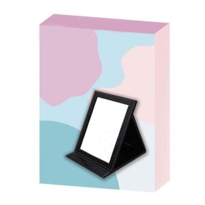 PNVXNUS Folding Travel Mirrors, Vanity Mirror with Desktop Standing,Personal Portable Makeup Mirror (Black)