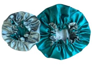 kirabelle matching mommy and me satin bonnet set w/travel bag (turquoise) mother's day, birthday, christmas