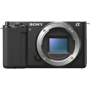 Sony ZV-E10 Mirrorless Camera (Black) Video Bundle - Body Only ILCZV-E10/B + LED Video Light + Microphone + Extreme Speed 64GB Memory (21pc Bundle)