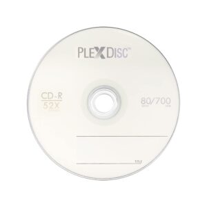 PlexDisc CD-R Blank Discs 700MB 52X Logo Top Recordable Media - 50 Pack Cake Box (FFP) Blank CDs CDR Disc