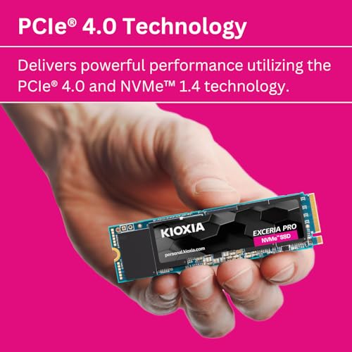 KIOXIA EXCERIA PRO NVMe SSD, M.2 2280 Form Factor, 2TB, 7300MB/s, 800,000 IOPS, PCI Express 4.0 Technology