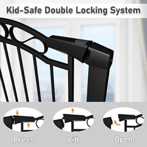 Extra Wide Baby Gate with Door-Walk Through Baby Gates for Stairs Pressure Mounted no Drill-Indoor Tension Metal Child Pet Dog Safety Gate 59.84"-62.60" inches Wide