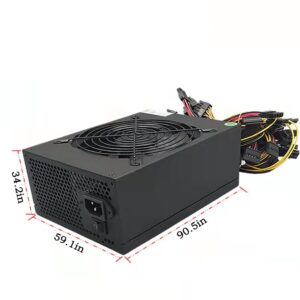 rovjk Mining Power Supply 1800W Support 8 GPU Cards for PSU (110V-220V), Suitable BTC ETH ETC ZEC ZCASH DGB XMR Miners (with Cord Supply)