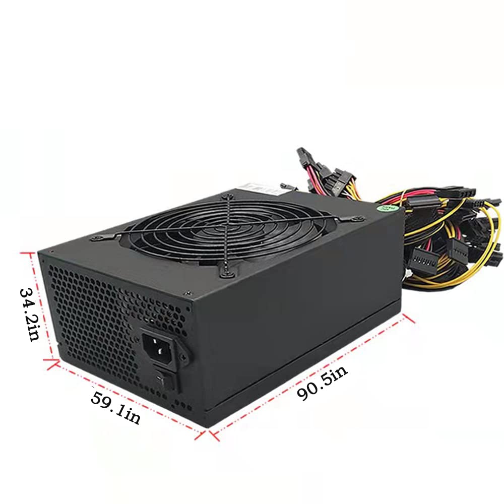 rovjk Mining Power Supply 1800W Support 8 GPU Cards for PSU (110V-220V), Suitable BTC ETH ETC ZEC ZCASH DGB XMR Miners (with Cord Supply)