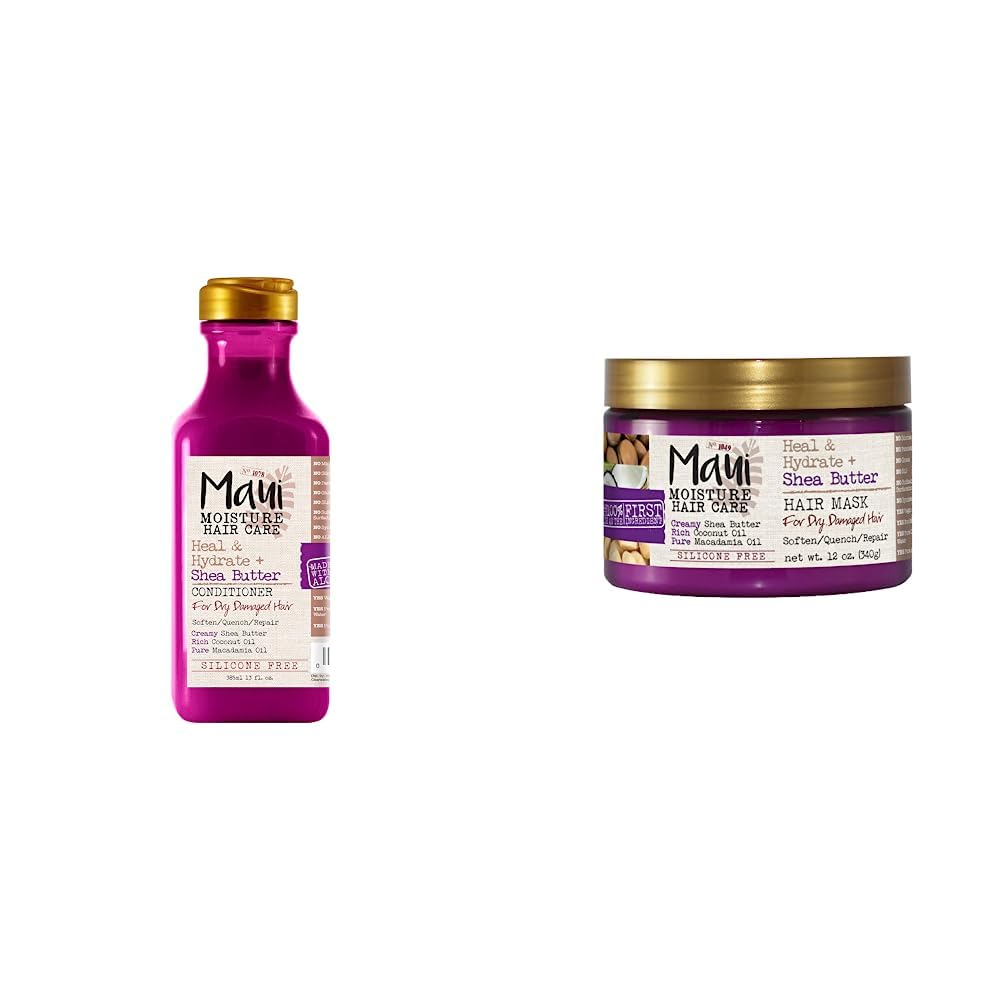 Maui Moisture Heal & Hydrate + Shea Butter Hair Mask & Leave-In Conditioner Heal & Hydrate + Shea Butter Conditioner to Repair & Deeply Moisturize Tight Curly Hai