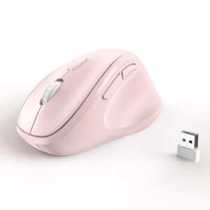 micropack digitally yours ergonomic wireless mouse with usb receiver for pc, laptop and desktop, pink