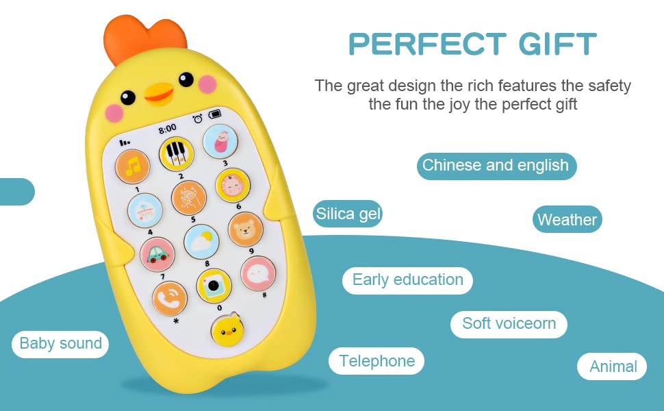 Kids Mobile Phone Toy, Electronic Learning Smartphone Toy, Interactive Educational Cell Phone Toys, with Music Lights Laugh Songs Dialogue, Gift for Baby Toddler Boys and Girls Aged 18months+