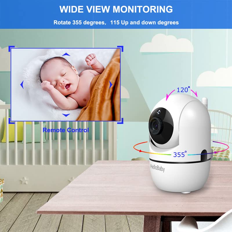 Baby Monitor- 5" 720P HD Display Video Baby Monitor with Camera and Audio, Remote Pan&Tilt&Zoom, Feeder Alert, Night Vision, Lullaby Player,Long Range