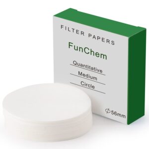 db11 funchem quantitative filter paper circles, 56 mm diameter cellulose lab filter paper, 20 micron, medium filtration speed, pack of 100