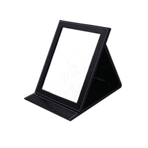 pnvxnus folding travel mirrors, vanity mirror with desktop standing,personal portable makeup mirror (black)