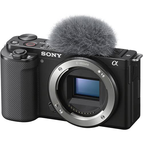 Sony ZV-E10 Mirrorless Camera (Black) Video Bundle - Body Only ILCZV-E10/B + LED Video Light + Microphone + Extreme Speed 64GB Memory (21pc Bundle)