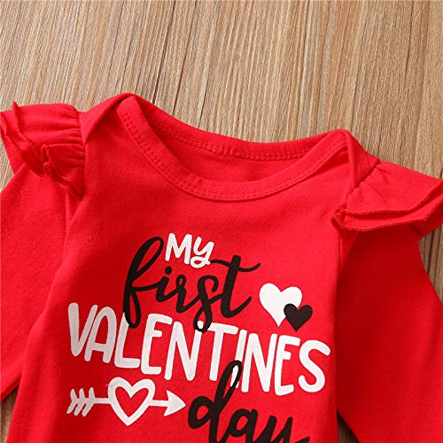 Aoty Toddler Baby Girls Valentine's Day Outfits Suspender Skirt Love Heart Print Skirt (Red Heat, 0-3 Months)