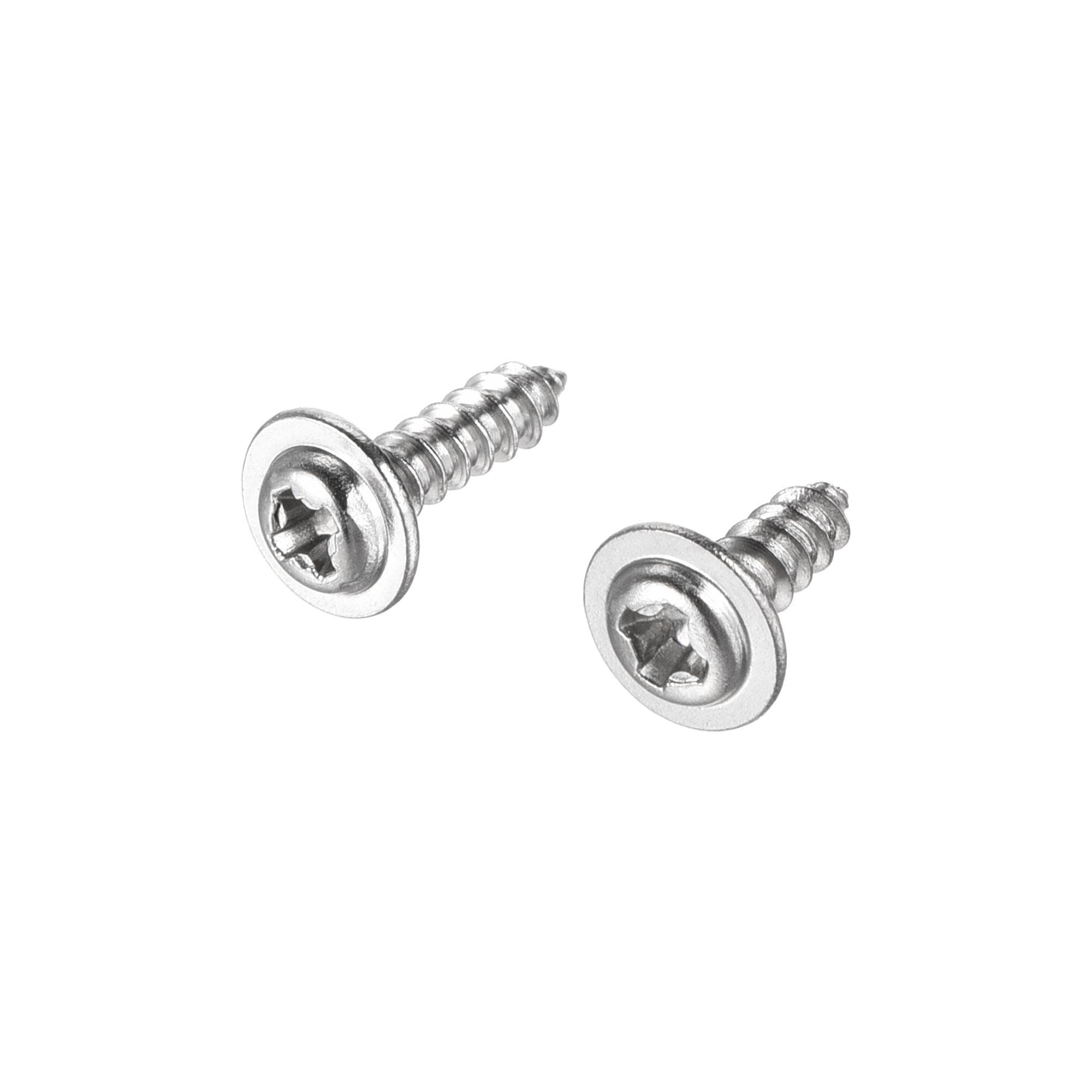 uxcell 2x8mm Self Tapping Screws Phillips Pan Head with Washer Screw 304 Stainless Steel Fasteners Bolts 50Pcs 2x6mm 50Pcs