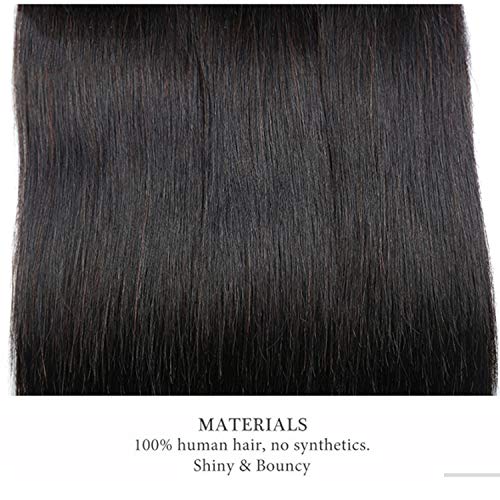 Hair Extensions, Wigs & Accessories Brazilian Straight Hair 360 Lace Frontal with Bundles Non-Remy Human Hair 3 Bundle With 360 Frontal Human Hair Wig for Women (Length : 26 26 26 Closure20)