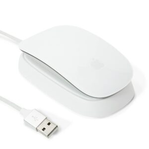 ascrono - charging station compatible with apple magic mouse 2 - white - perfect accessories | usable as charging dock, stand & charger | includes 5ft (1.5m) usb-a cable