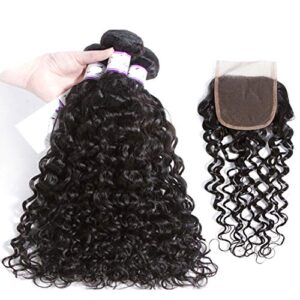 hair extensions, wigs & accessories water wave 3 bundles with 13 * 4 closure human hair bundles with closure human hair weave hair extension for women