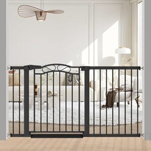 extra wide baby gate with door-walk through baby gates for stairs pressure mounted no drill-indoor tension metal child pet dog safety gate 59.84"-62.60" inches wide